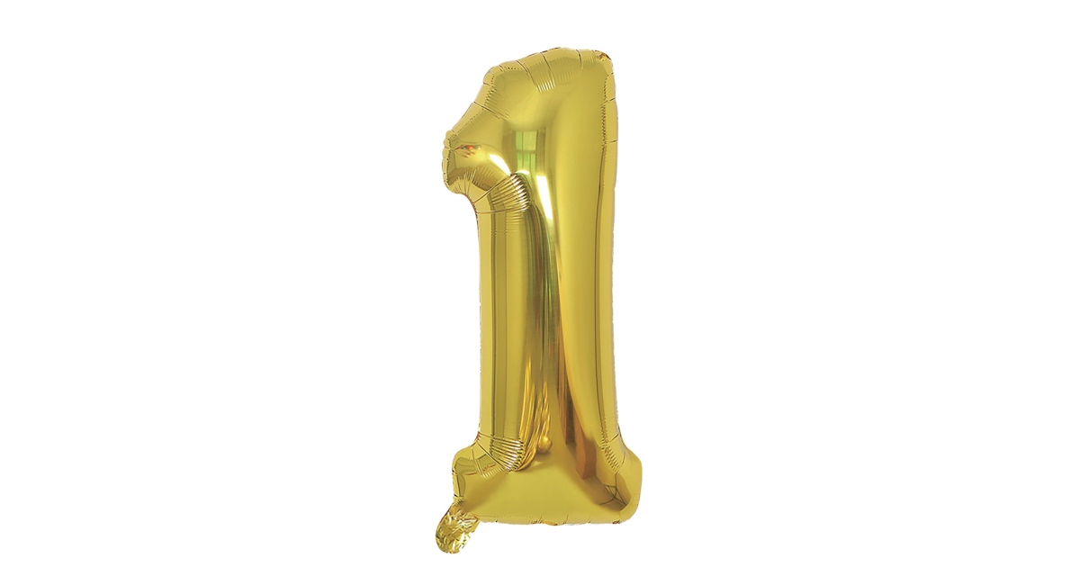 Balón narodeninový, zlatý 40" (100 cm) číslo 1 | juniorpapier.sk