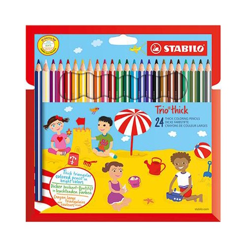 Pastelky trojhranné STABILO Trio hrubé, 24 rôznych farieb | juniorpapier.sk